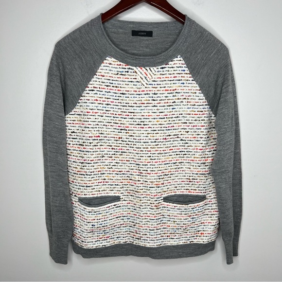 J. Crew | Sweaters | J Crew Womens Tweedfront Merino Wool Sweater In ...